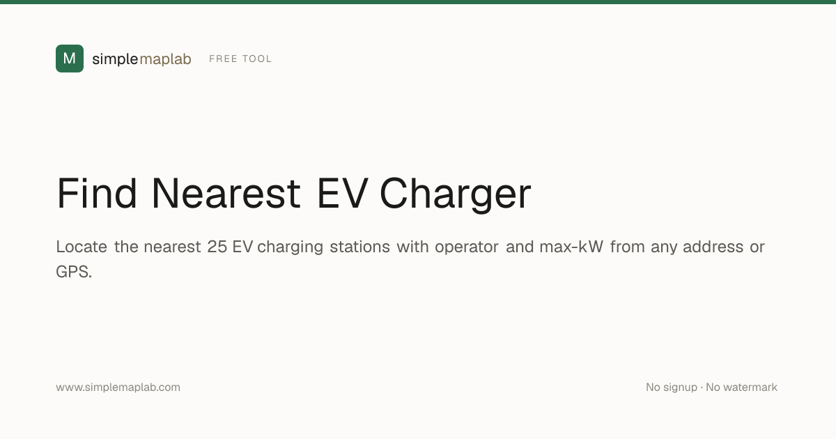 Find Nearest EV Charger — Free Charging Station Locator by Operator ...