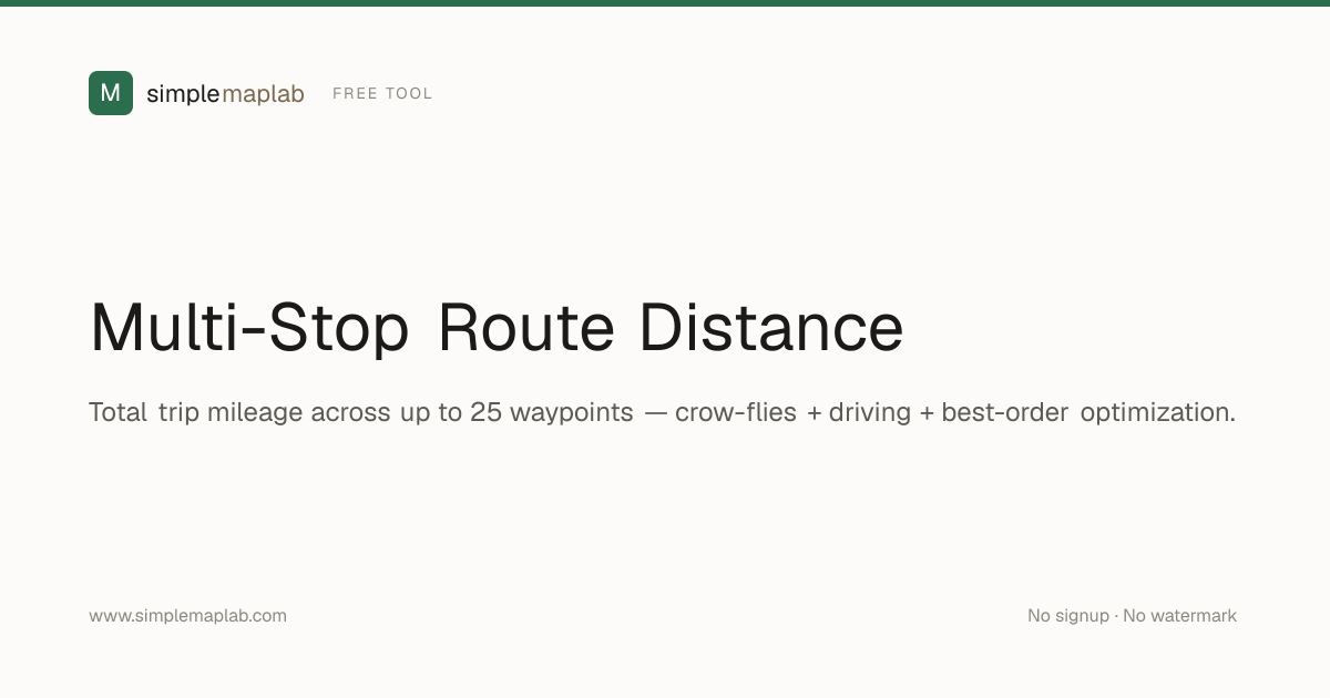 Multi-Stop Route Distance Calculator — Free Trip Mileage Tool with ...